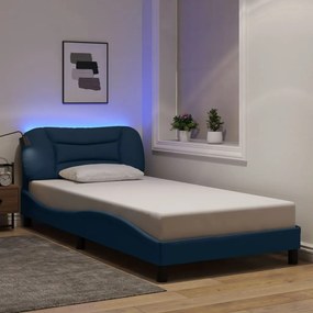 Rám postele s LED bez matrace Hvar Modrá 100x200 cm Látka 3213689