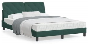 Rám postele s čelem tmavě zelený 120 x 200 cm samet