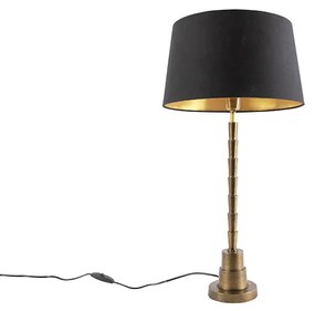 Stolní lampa ve stylu art deco bronzová s odstínem černé bavlny 35 cm - Pisos