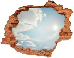 Wallmuralia Díra 3D ve zdi nálepka Mraky na nebi 90x70 cm