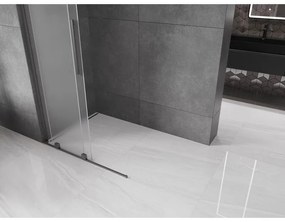 Mexen Velar L, posuvná sprchová zástěna Walk-in 110 x 200 cm, 8mm sklo námraza, grafit broušený, 871-110-003-33-66