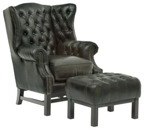 Massive home | Luxusní křeslo Chesterfield Kingsfield z pravé kůže - zelené