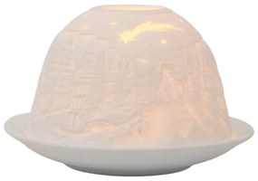 Bílý porcelánový svícen s domky a hvězdou Paollo - Ø 12*8 cm
