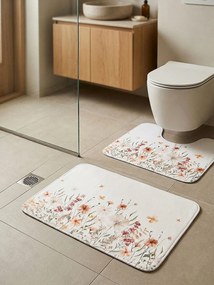Sinsay - Sada koupelnových koberců s květinovým motivem 2 pack - béžová