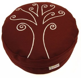 S radostí - vlastní výroba Meditační polštář strom života - vínový Velikost: ∅30 x v18 cm