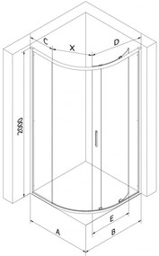 Mexen Exo, čtvrtkruhový sprchový kout s posuvnými dveřmi 100 x 100 cm, 6mm čiré sklo, chromový profil, 8131-100-100-01-00