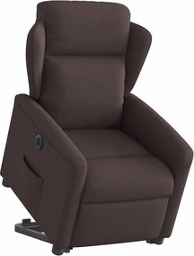 Elektrické zvedací polohovací křeslo tmavě hnědé textil 3303159