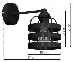 Nástěnné svítidlo Lars, 1x černé kovové stínítko, b