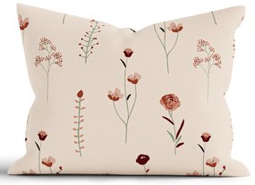 MK Lůžkoviny Bavlněný povlak na polštář Renforcé 70 x 90 cm - Vlčí máky béžové