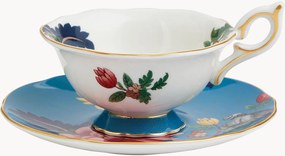 Šálek na čaj's podšálkem z kostního porcelánu Fine Bone China Wonderlust Sapphire Garden
