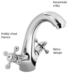 Mereo Retro Viktorie umyvadlová stojánková baterie bez výpusti mosaz chrom CBL10101