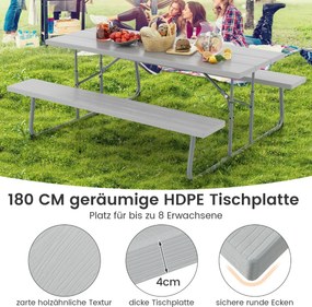 Costway Skládací piknikový stůl se 2 lavicemi 183 cm sada kempingového stolu