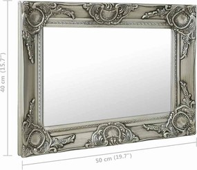 Nástěnné zrcadlo barokní styl 50 x 40 cm stříbrné 320310
