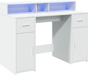 Psací stůl s LED světly bílý 120 x 55 x 91 cm kompozitní dřevo 3309411
