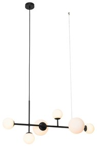 Moderní závěsná lampa černá s matným sklem 6 světel - Monako
