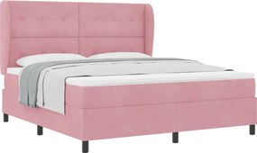 Postel s boxspringem s čelo Růžová 200 x 180 cm samet 3340945