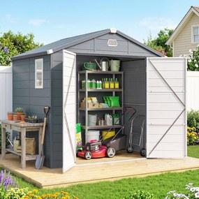 Outsunny kůlna na nářadí 4,1 m³, zahradní kůlna s jednoplášťovou střechou, 240 x 190 x 180/228 cm, kůlna na nářadí s uzamykatelnými dveřmi, okno, gar…