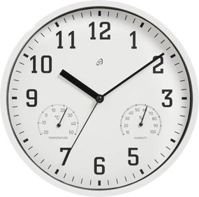 Auriol® Nástěnné hodiny s ukazatelem teploty a vlhkosti vzduchu (bílá)