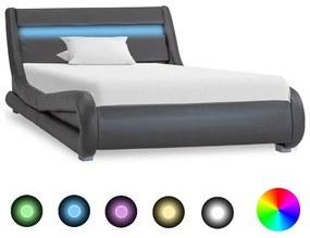 vidaXL Rám postele s LED světlem šedý umělá kůže 100 x 200 cm