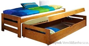 dřevěná rozkládací dvojí postel z masivního dřeva borovice Anis meblano