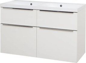 Mereo Mereo, Mailo, koupelnová skříňka s umyvadlem z litého mramoru 121 cm, bílá, dub, antracit, CN513M