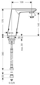 Hansgrohe Metris S - Elektronická umyvadlová baterie, chrom 31101000