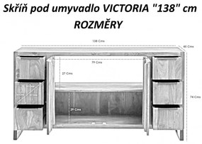 Koupelnový set široká komoda a zrcadlo Victoria divoký dub