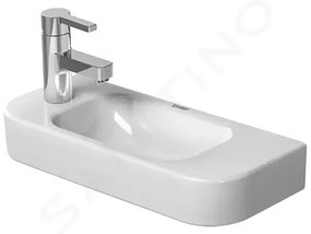 DURAVIT - Happy D.2 Umývátko 500x220 mm, bez přepadu, s otvorem pro baterii vlevo, WonderGliss, bílá (07115000091)