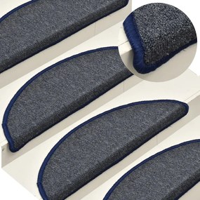 Schodové rohože 15 ks 56 x 17 x 3 cm tmavě šedé a modré, půlkulaté 322364