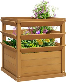 Vyvýšený záhon s treláží Outsunny s otevřeným dnem, dřevěný květinový box 65x65x60cm pro zahradní balkon, květináč pro popínavé rostliny, košíkové ros