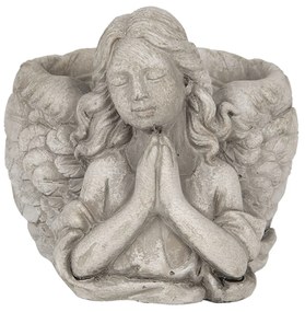 Šedý květináč s andělkou Anjel - 16*13*12 cm