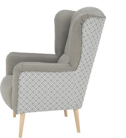 designové křeslo, ušák, látka capuccino/vzor, Tempo Kondela BELEK