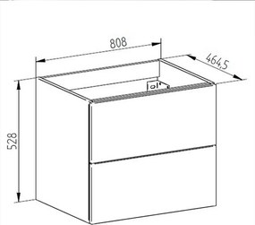 Mereo Mereo, Aira, koupelnová skříňka s umyvadlem z litého mramoru 81 cm, bílá, dub, šedá, CN751M