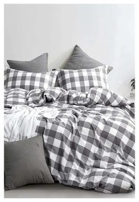 Bílo-šedé bavlněné povlečení na dvoulůžko/prodloužené s prostěradlem 200x220 cm – Mila Home