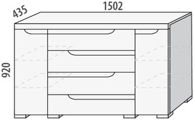 Komoda S&F kombinovaná Domestav F152 Materiál: Buk cink, Povrchová úprava: Moření