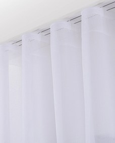 Záclona na řasící pásce Wave barva bílá látka poloprůhledná, pletený vzor, vzorované