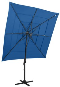 4stupňový zahradní slunečník hliníková tyč azurový 250 x 250 cm 313827