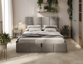 ComfortMatrace Čalouněná postel se zvedacím roštem a úložným prostorem Valencia Barva: Světle šedá/Light Grey, Rozměr: 180x200 cm, Výška čela u hlavy: 110 cm