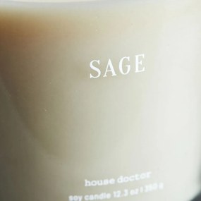 House Doctor Vonná svíčka ve skle Sage Blue 350 g, šedá barva, sklo, kov, vosk