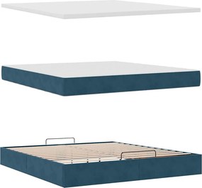 Osmanský rám postele s matrací tmavě modrá 180x200cm samet 3312642