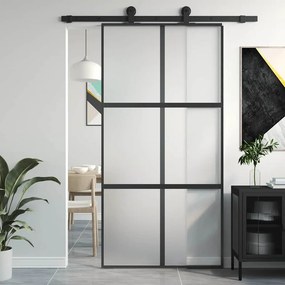 Posuvné dveře černé 102,5 x 205 cm tvrzené sklo a hliník 155209