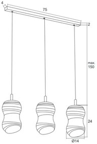 Argon 1366 - LED Lustr na lanku COMO 3xLED/5W/230V