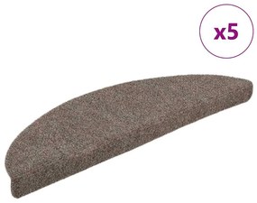 Schodové rohože samolepicí 5 ks 56 x 17 x 3 cm béžové půlkulaté 149692