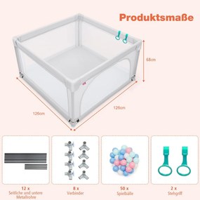 Costway Dětská ohrádka Přenosná ohrádka s bezpečnostními zábranami, šedá