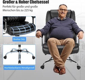 Costway Manažerská židle, ergonomická kancelářská židle, unese až 225 kg, psací