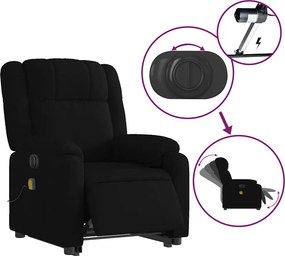 Elektrické zvedací masážní polohovací křeslo černé textil 3205240
