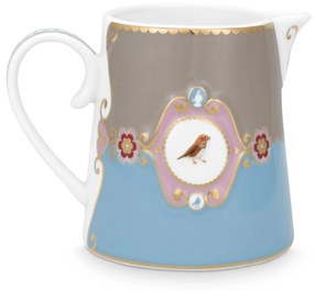 Pip Studio Love Birds Medallion mlékovka 270ml, modrá-khaki (džbánek na mléko porcelánový)