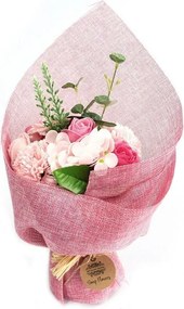 Stojící mýdlová kytice – růžová 35 cm