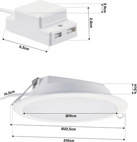 LED zapuštěný panel - 19w 2000lm 4000k + černý rám