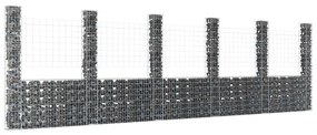Gabionový koš ve tvaru U se 6 sloupky železo 620 x 20 x 200 cm 151293